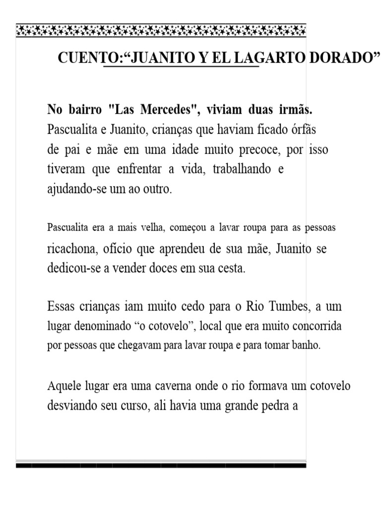 Conto - Juanito e O Lagarto Dourado | PDF | Lagarto
