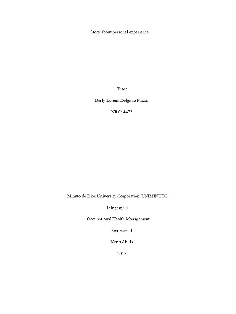 A Story About Personal Experience | PDF