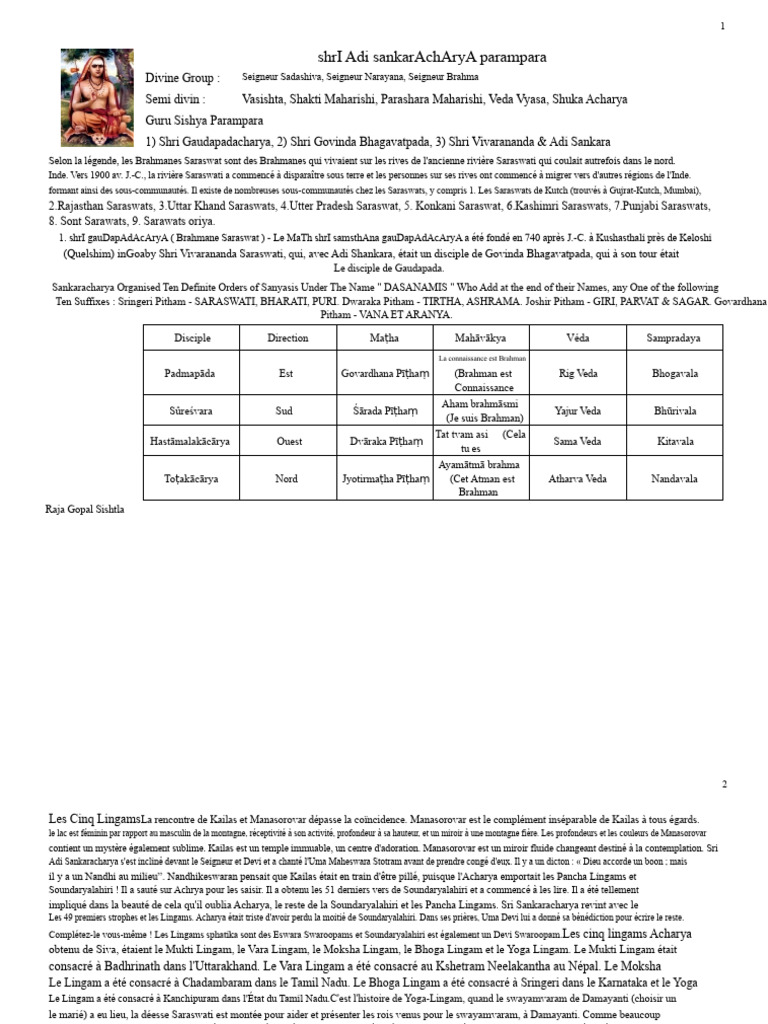 Histoire de la Parampara de Sankara | PDF | Shiva | Théologie hindou