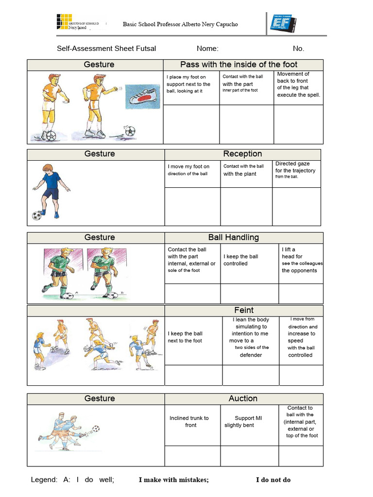 Self-Assessment Form For Students - Futsal | PDF | Ball Games | Team Sports