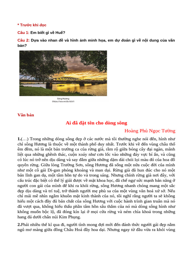 Ai Đã Đặt Tên Cho Dòng Sông ( VB ) | PDF