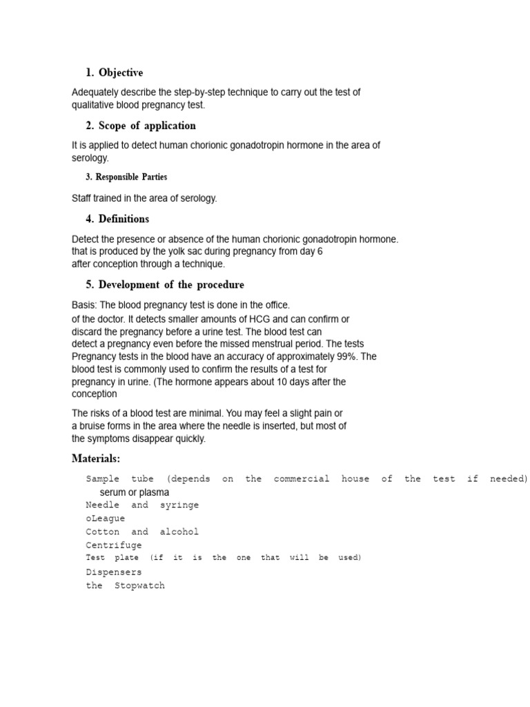 Qualitative Blood Pregnancy Test | PDF | Human Chorionic Gonadotropin ...