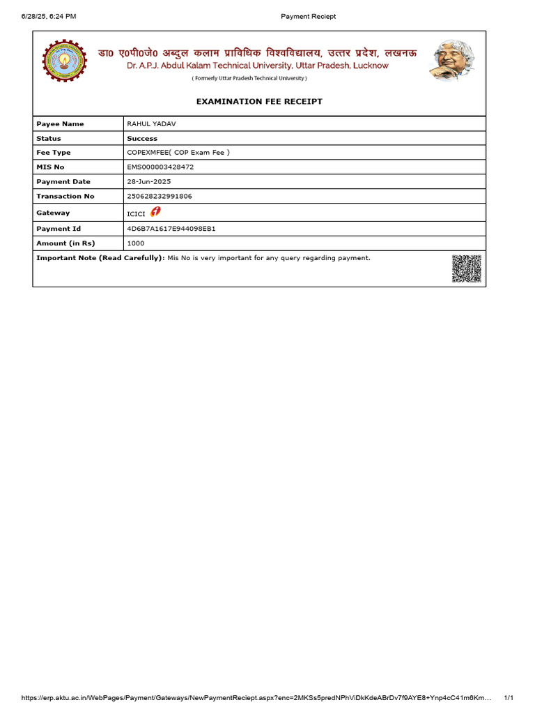 Payment Reciept Bp204 | PDF