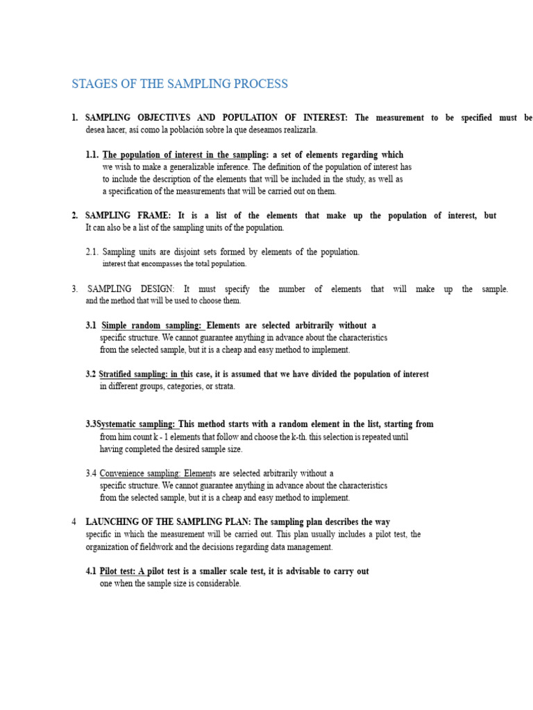 Stages of The Sampling Process | PDF | Sampling (Statistics) | Statistics