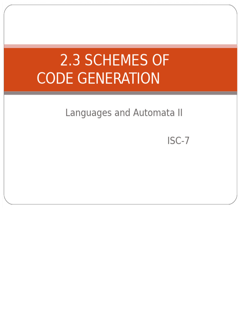 2.3 Code Generation Schemes | PDF | Variable (Computer Science ...