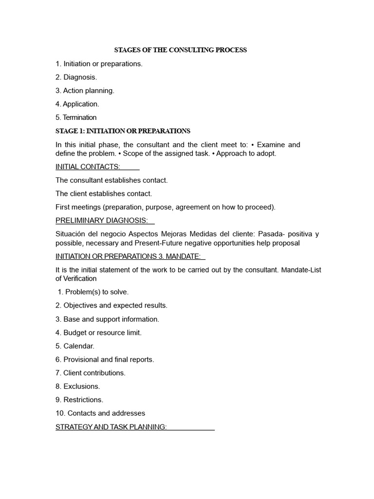 Consulting Process Stages Explained | PDF | Creativity | Evaluation