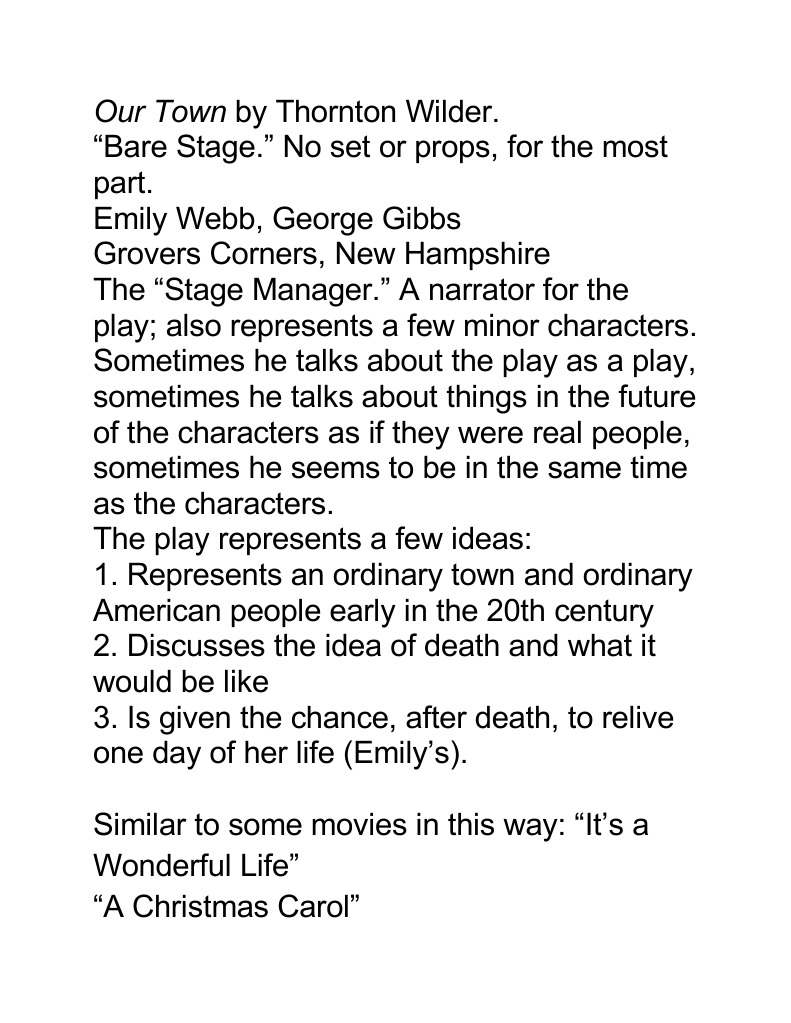 Our Town: Full Play Overview | PDF | Entertainment (General)