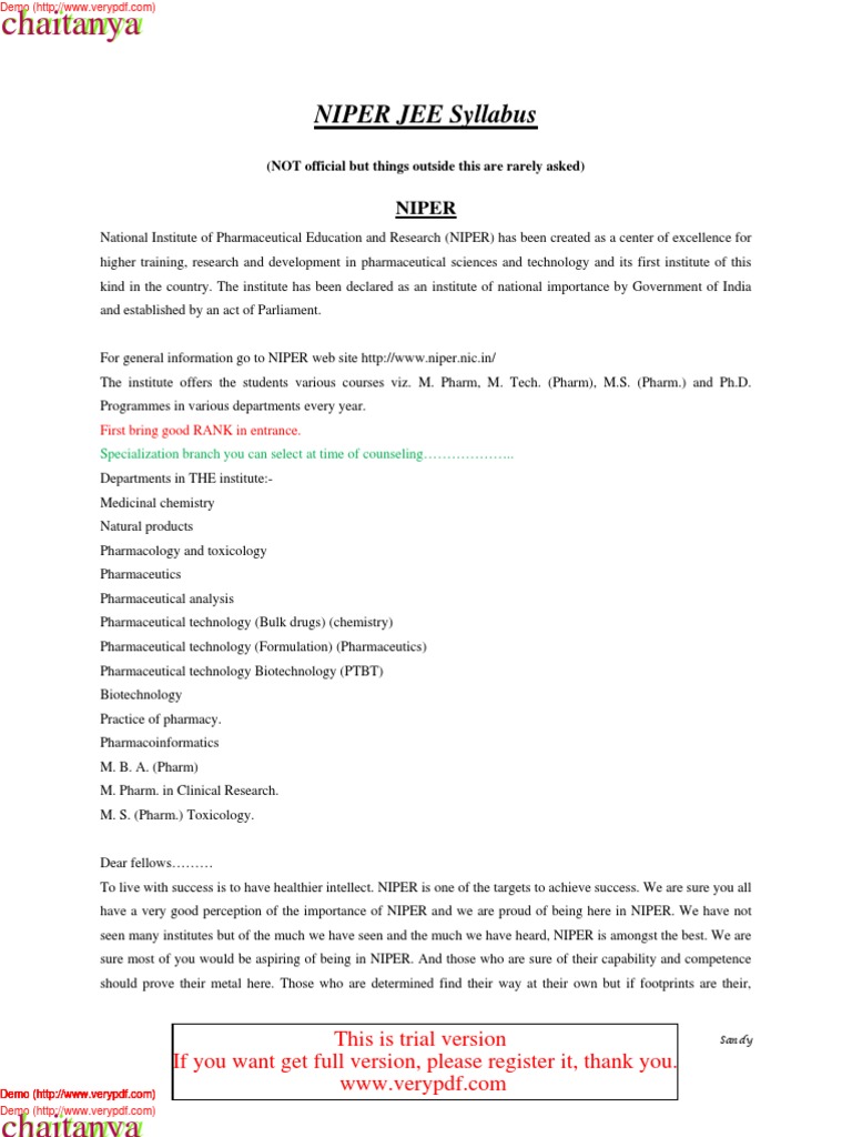 Niper Jee Syllabus | PDF | Chromatography | Natural Products