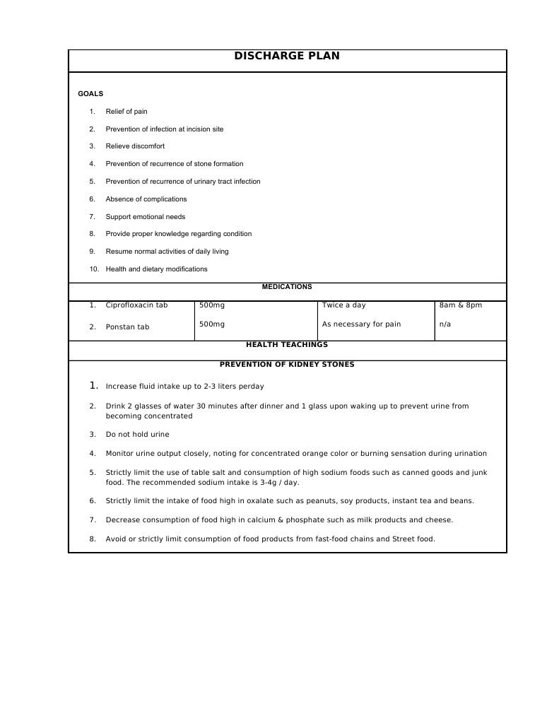 Discharge Plan | PDF