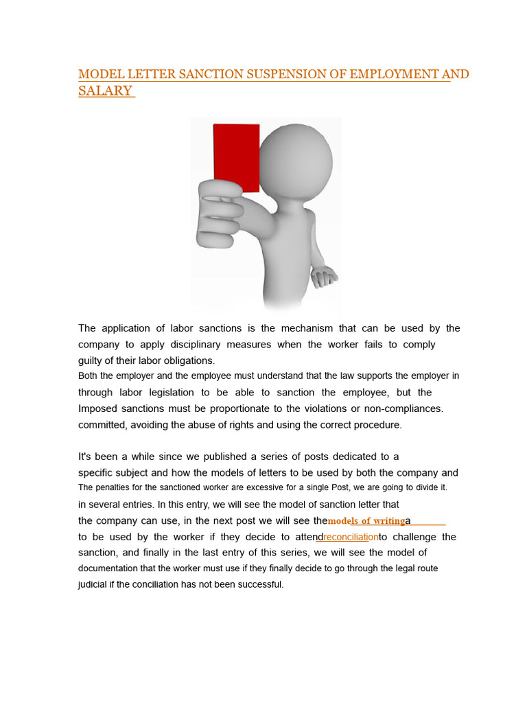 Model Letter For Employment and Salary Suspension Sanction | PDF ...