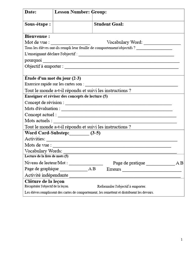 Plan de leçon pour l'enseignement de la lecture | PDF | Linguistique ...
