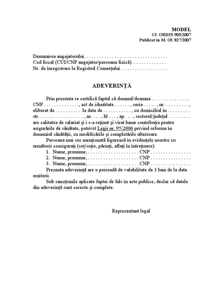 Adeverinta Salariat Model – Model De Averi De Salariat – TBFK