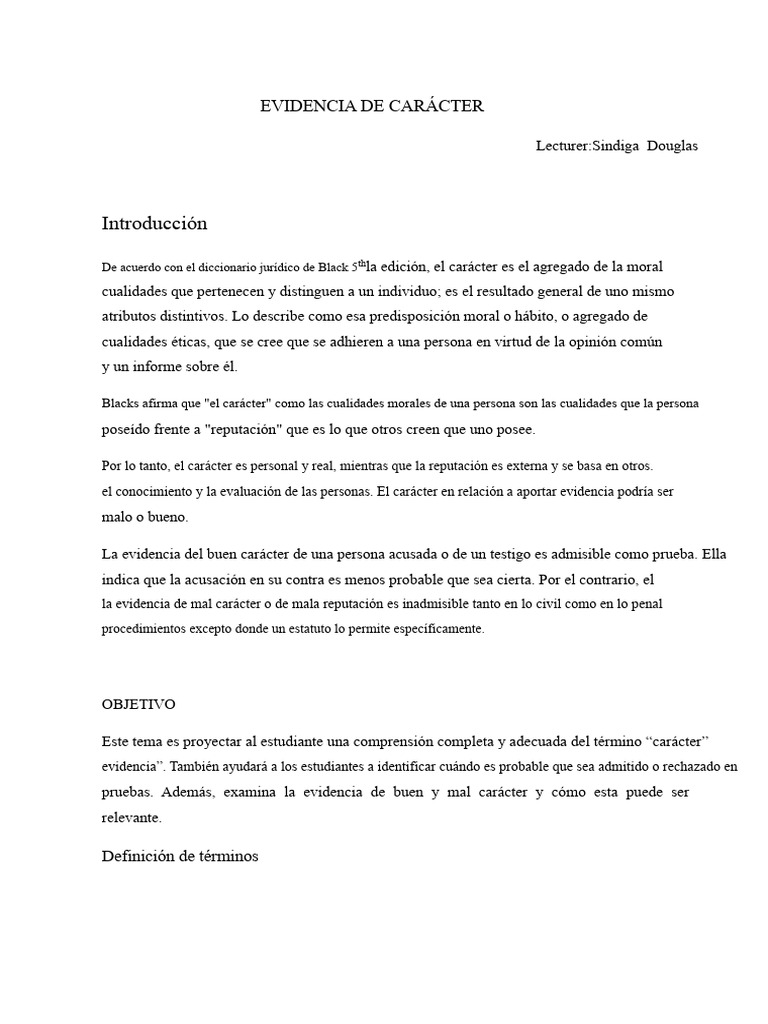 Evidencia de Carácter | PDF | Testigo | Justicia