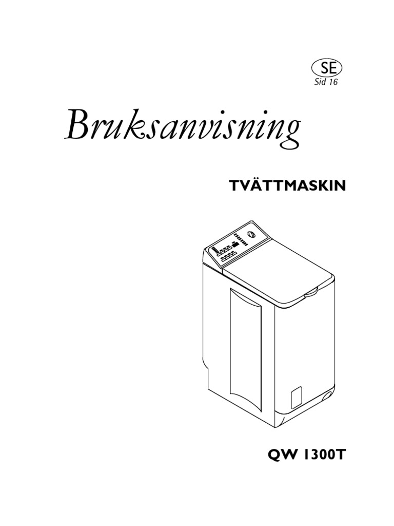 Husqvarna Electrolux QW1300T Washing Machine Manual (Swedish) | PDF