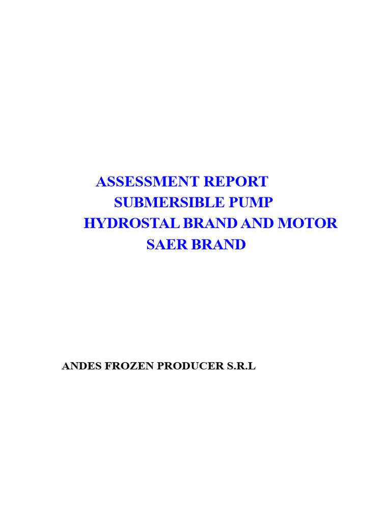 Submersible Pump Maintenance Report | PDF | Electric Motor | Pump