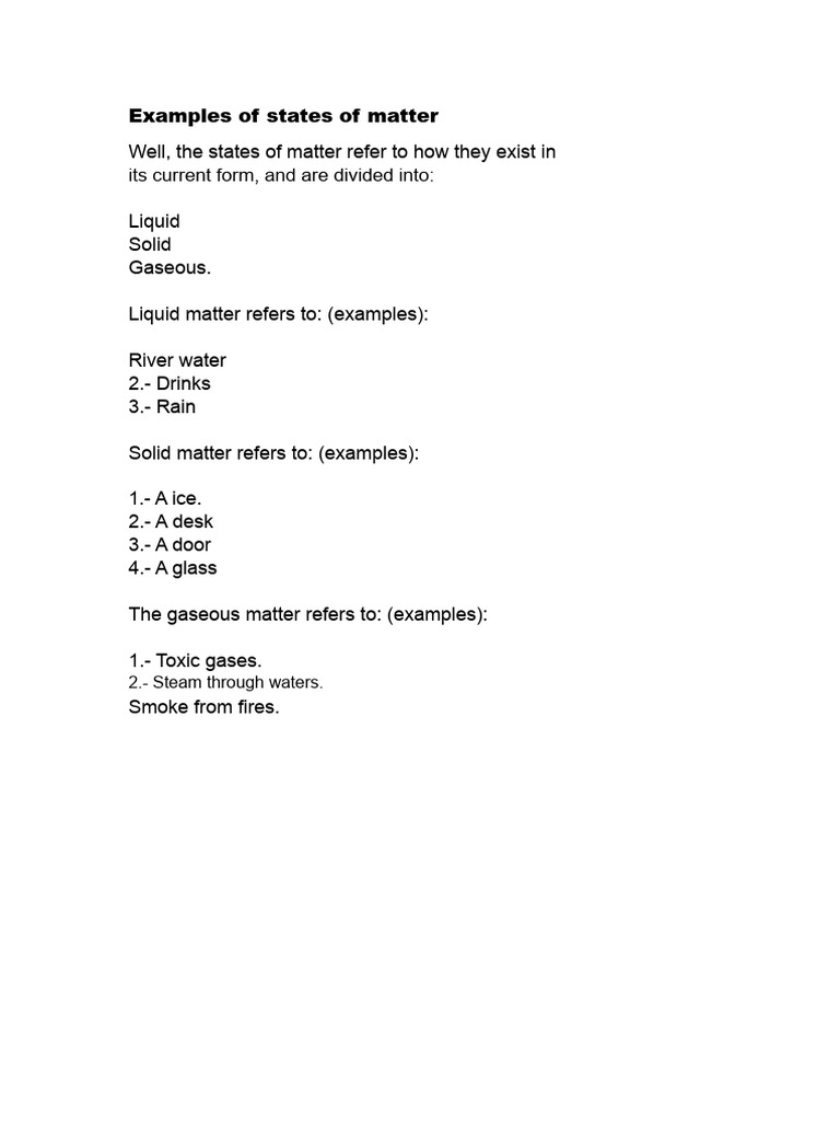 Examples of States of Matter | PDF