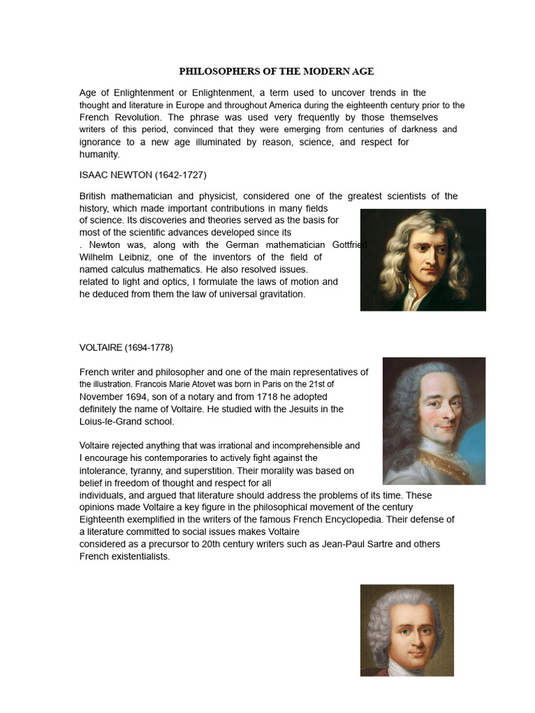 Key Philosophers of the Enlightenment | PDF | German Philosophy ...
