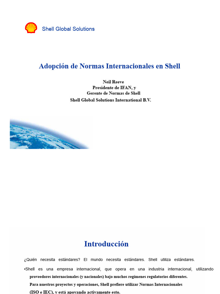 Adopción de Normas Internacionales en Shell | PDF | Organización ...