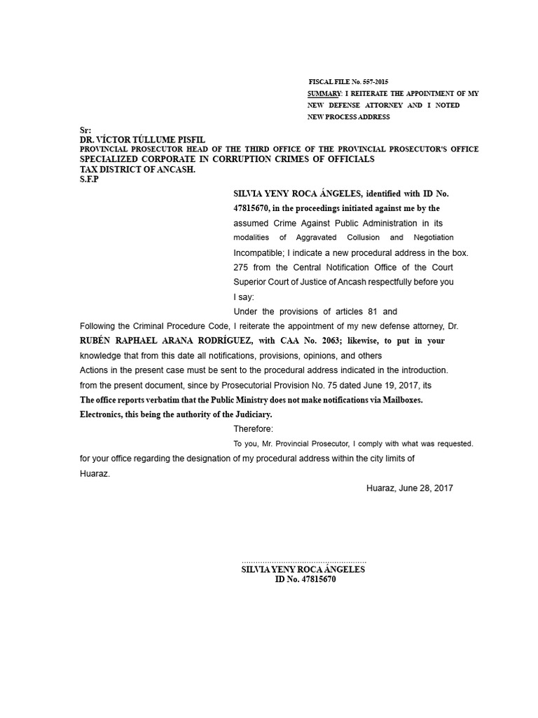 New Defense Attorney Appointment Notice | PDF | Prosecutor | Criminal ...