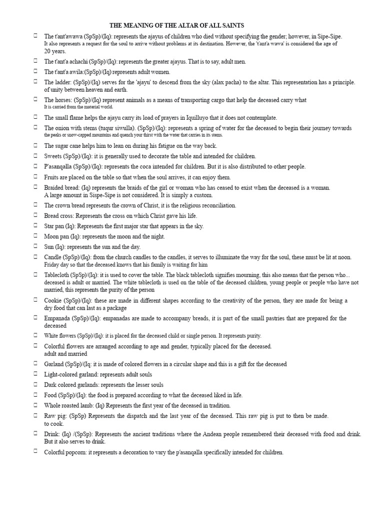 The Meaning of The Offering Table of All Saints | PDF