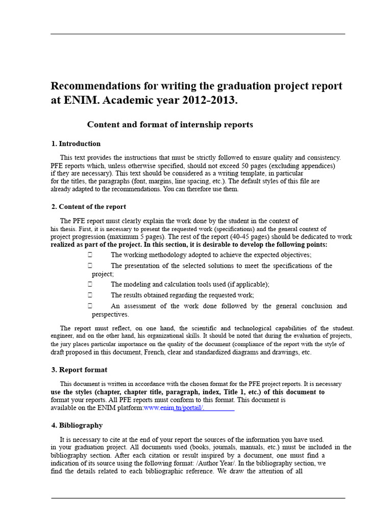 Recommendation For Writing A Final Project Report and Style | PDF ...