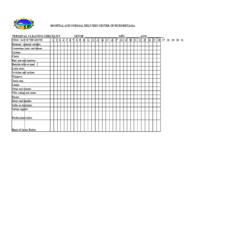 CLEANING CHECKLIST TERMINAL.xlsx | PDF