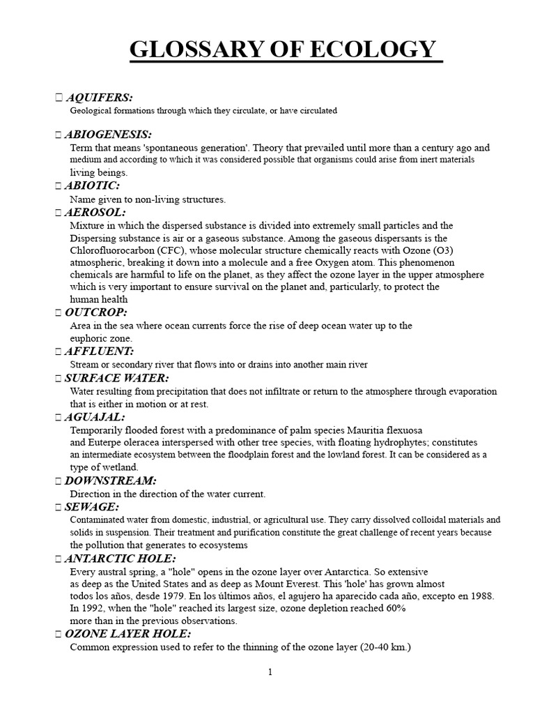 Ecology Terminology Glossary | PDF | Ecosystem | Soil