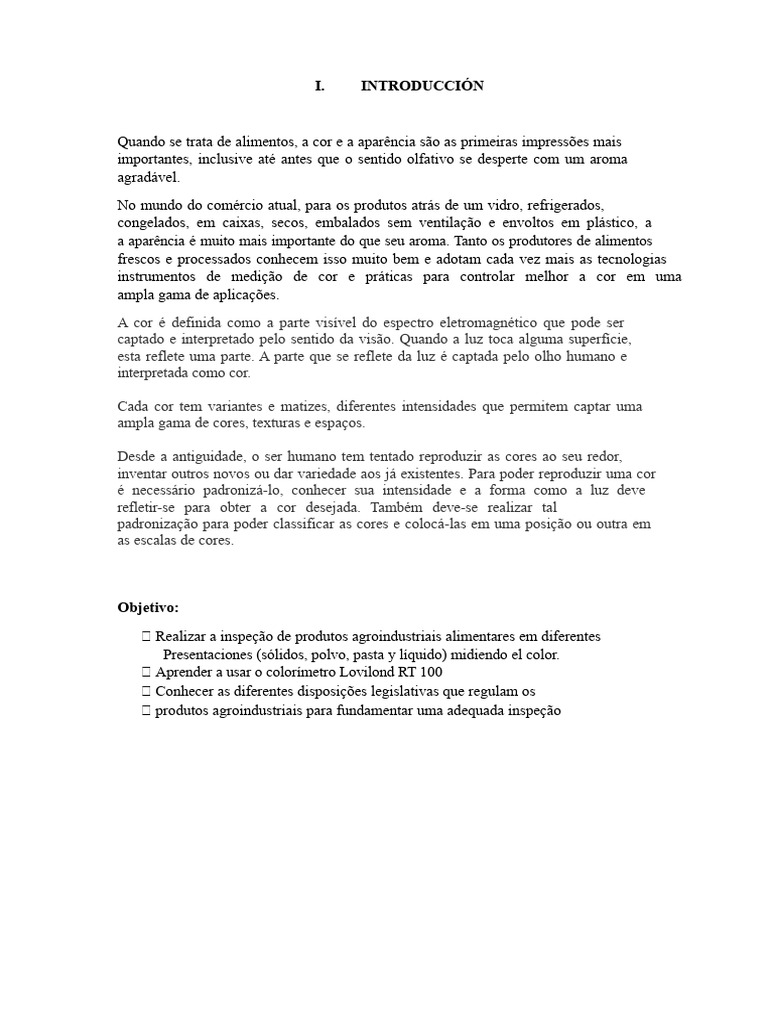 Colorimetria na Indústria Alimentar | PDF | Cor | Absorbância