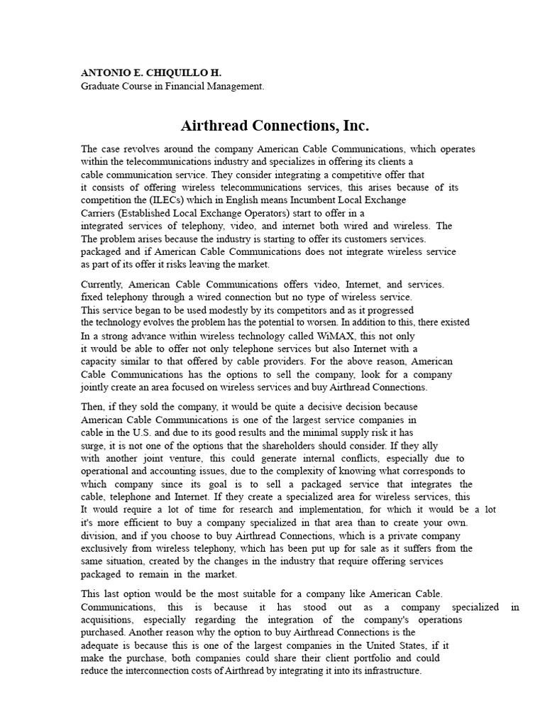 Airthread Connections - Case Study | PDF | Telephony | Wireless