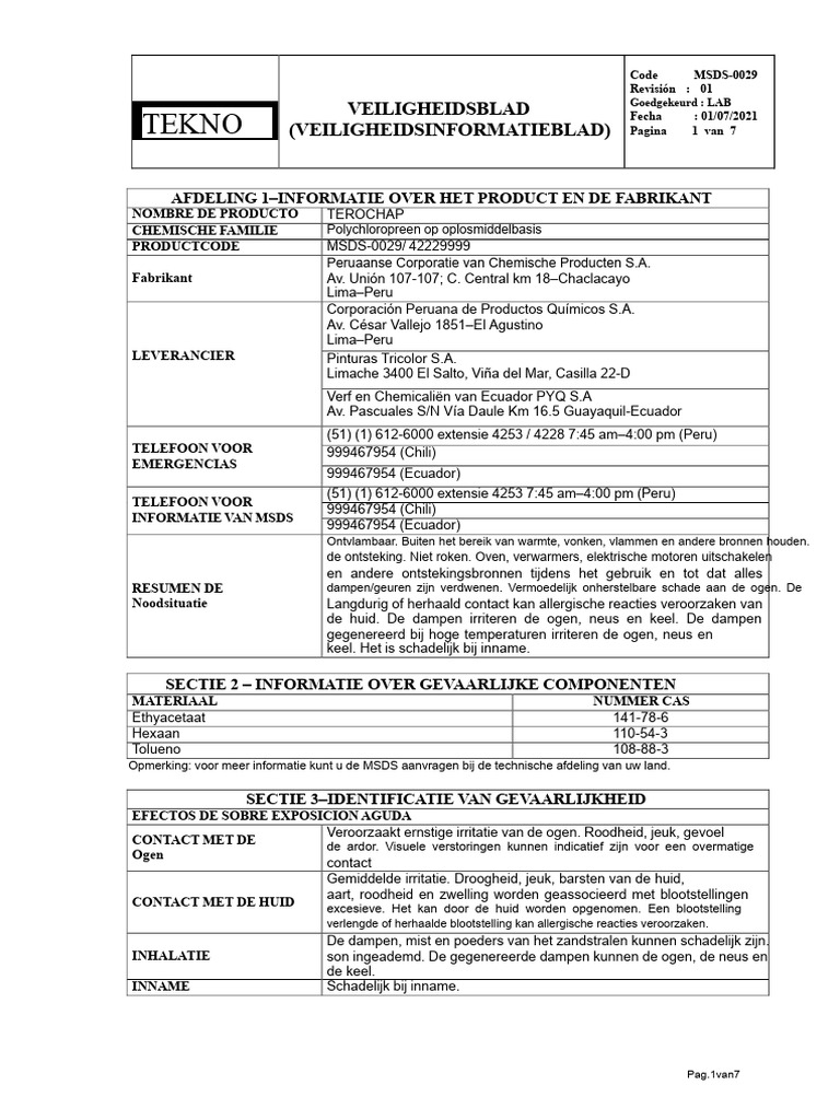 MSDS Terochap | PDF