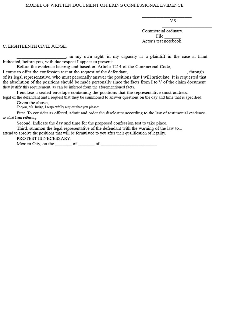 Confession Evidence Submission Template | PDF