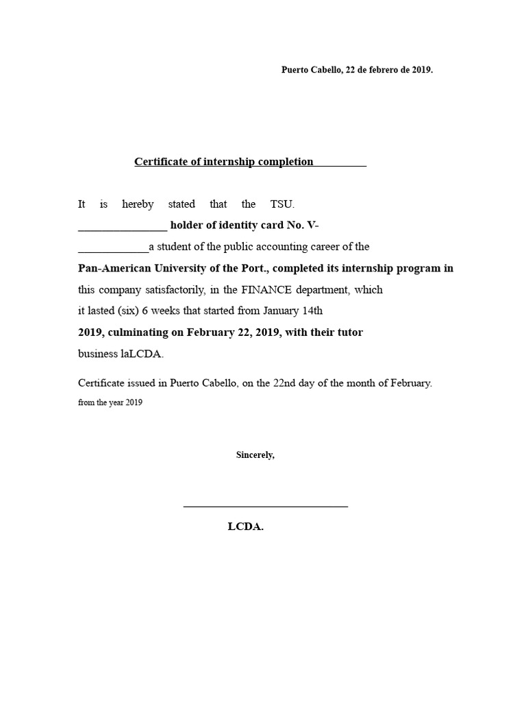 Internship Completion Letter | PDF