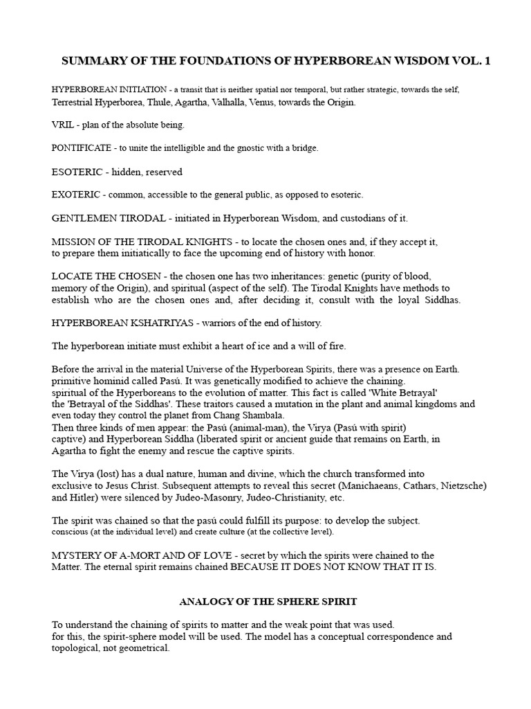 Summary of The Fundamentals of Hyperborean Wisdom Vol. 1 | PDF ...