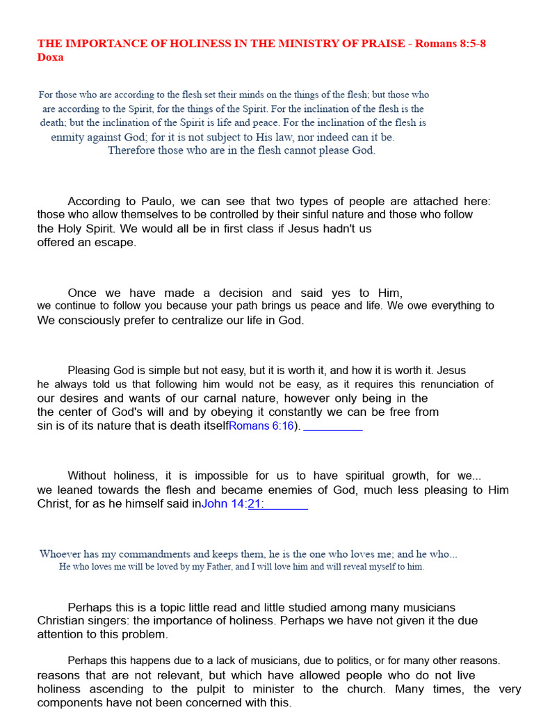 Holiness in Worship Ministry Explained | PDF | God | Eucharist