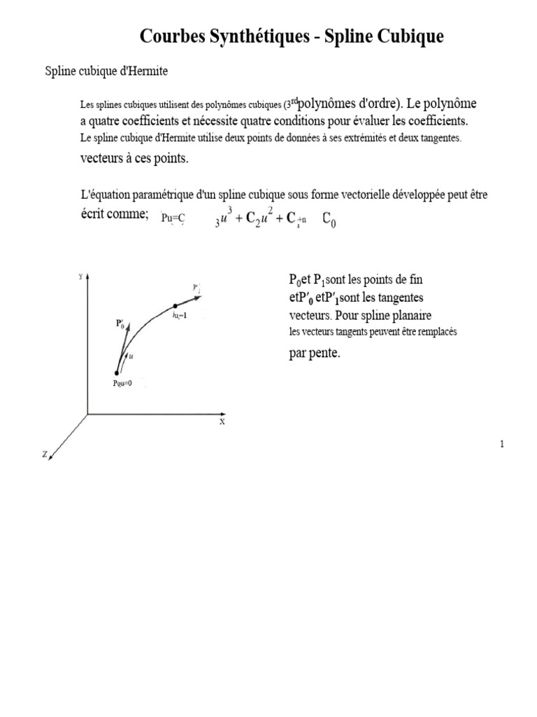 Introduction aux Splines Cubiques Hermite | PDF