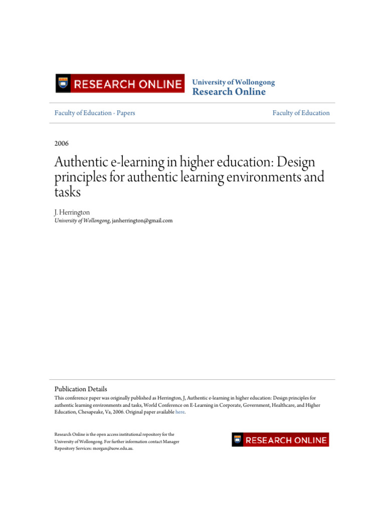 Authentic E-Learning in Higher Education | PDF | Neuroscience ...