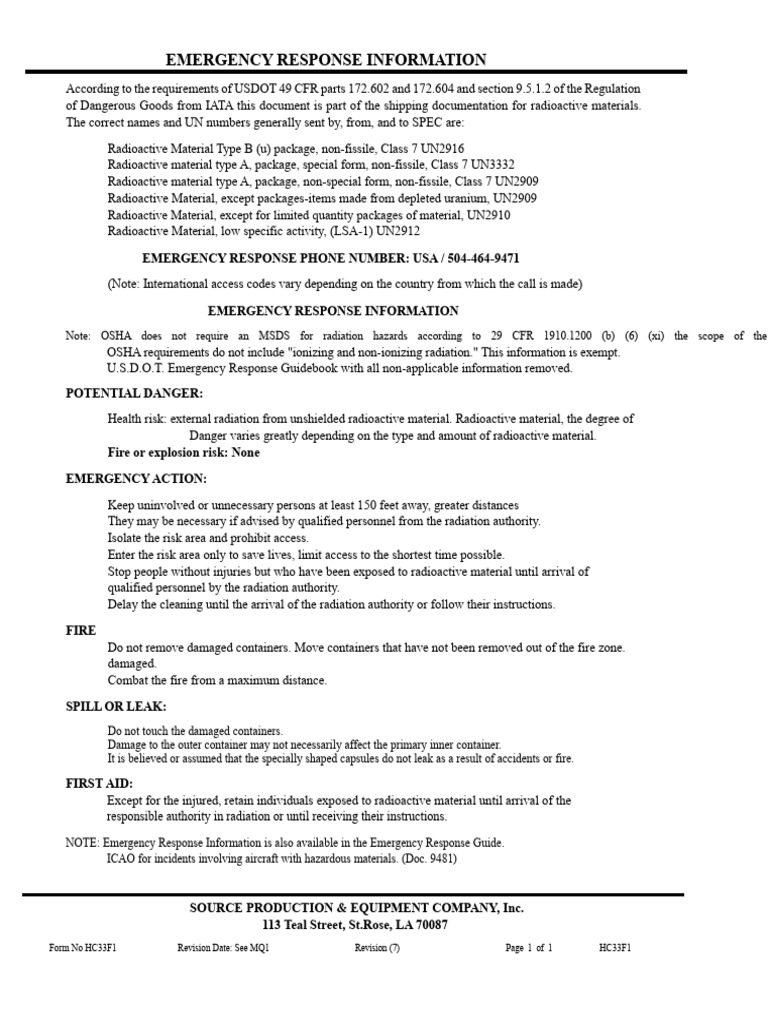 Msds Iridium 192 - Spec | PDF | Forms Of Energy | Occupational Safety ...