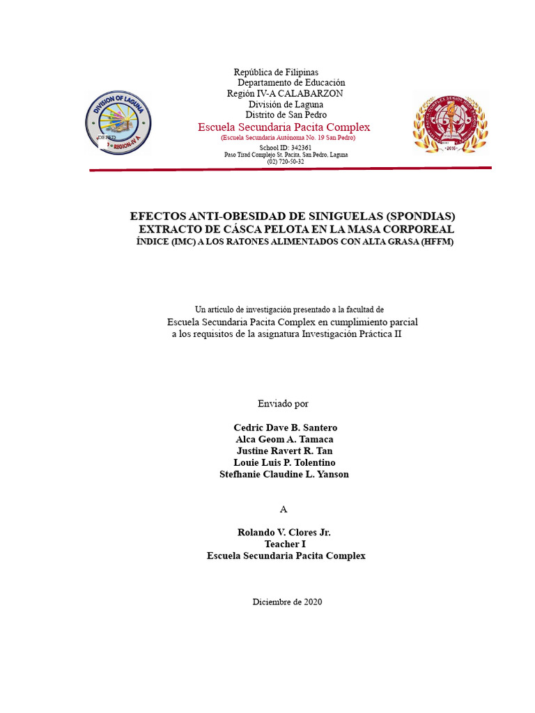 EFECTOS ANTI-OBESIDAD DEL EXTRACTO DE CÁSARAS DE SINIGUELAS (SPONDIAS ...