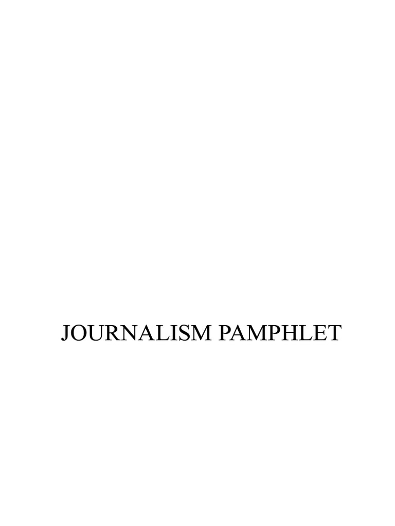 Journalism booklet | PDF | Communication | News