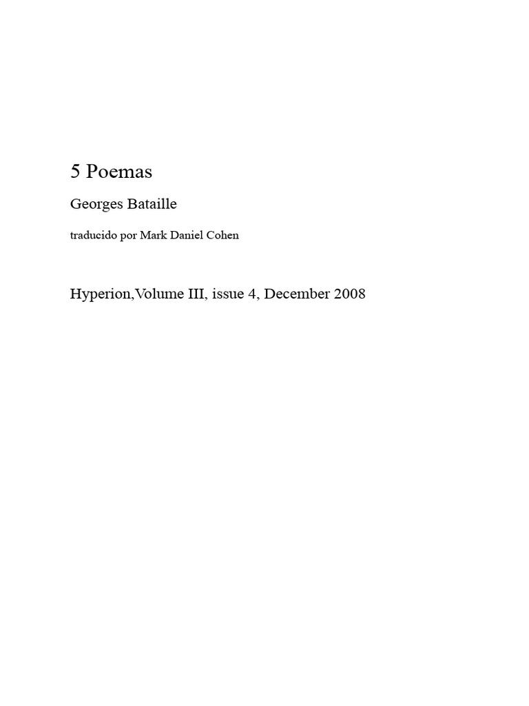 Poemas de Georges Bataille: Inmensidad y Tristeza | PDF