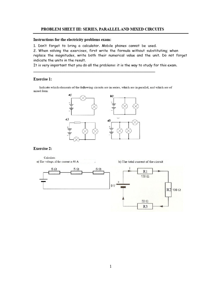 Circuit Analysis: Series & Parallel Problems | PDF