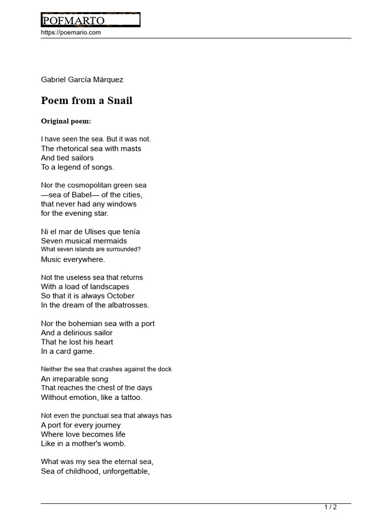 Poem From Snail | PDF