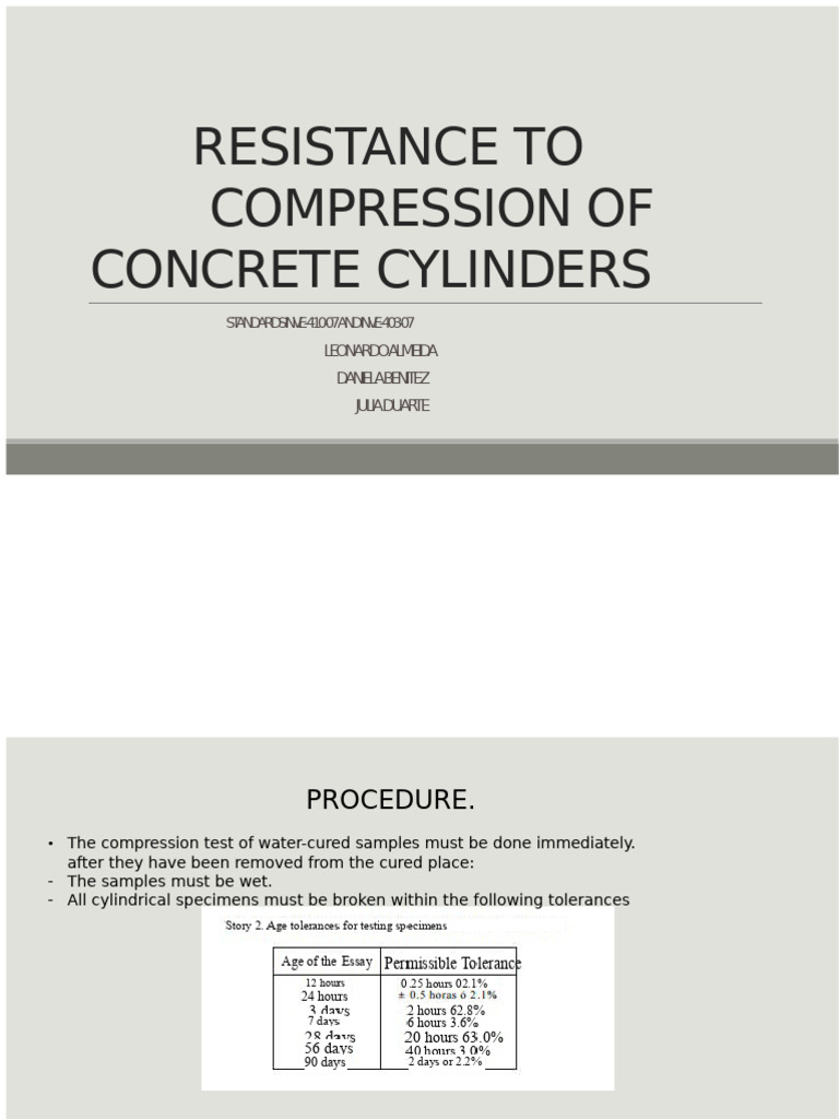 Compression Resistance of Concrete Cylinders Standard Inv E-410 | PDF
