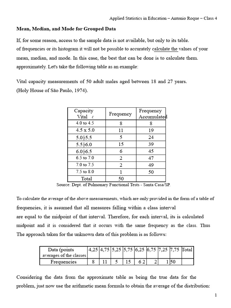 Mean, Median, Mode in Grouped Data | PDF | Mode (Statistics) | Median