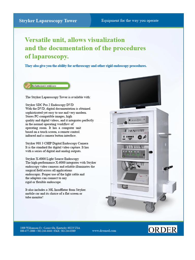 Stryker Laparoscopy Tower Overview | PDF | Video | Electronics