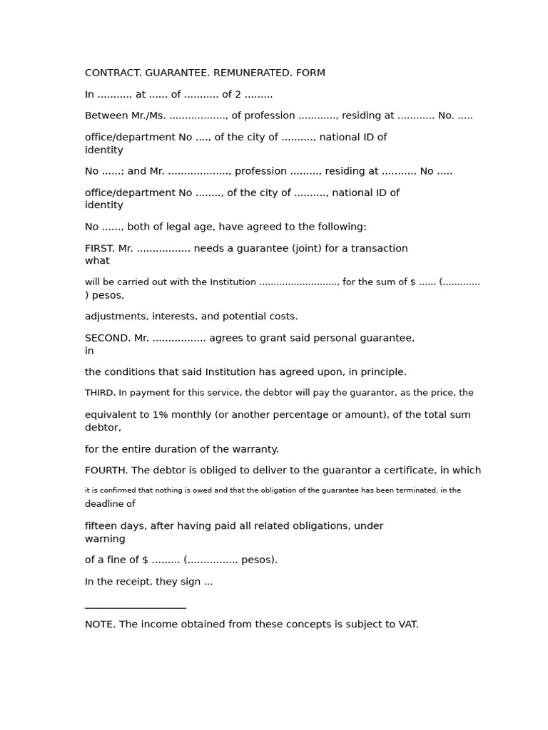Remunerated Guarantee Contract | PDF