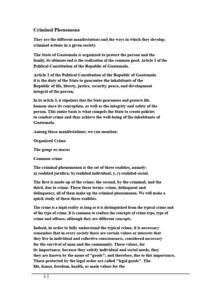 Understanding Criminal Phenomena in Guatemala | PDF | Crimes | Crime ...