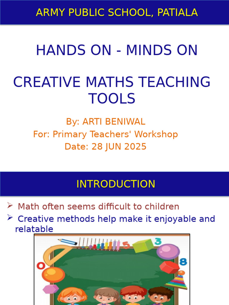 Creative Maths Teaching Tools Hands On - Minds On: Army Public School ...