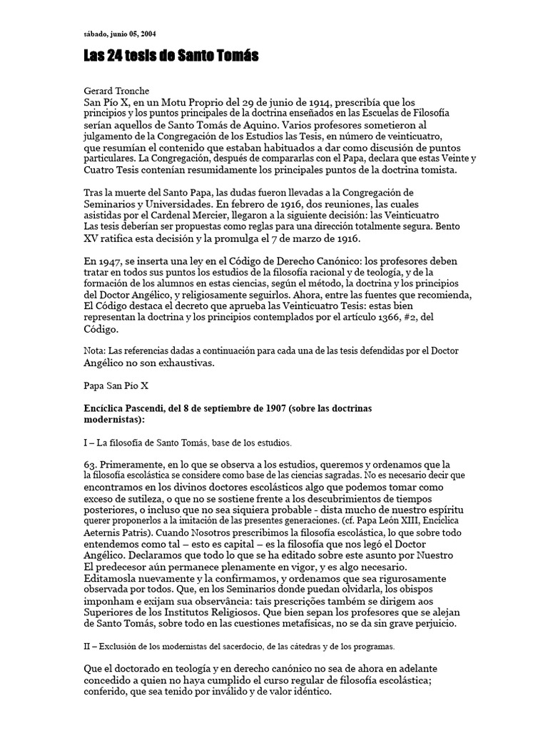 24 Tesis Tomistas Aprobadas Por La Congr. de Estudios | PDF | Tomás de ...