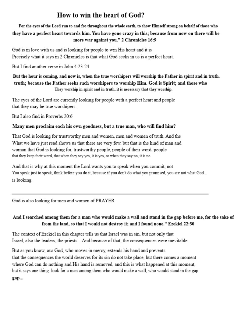 Winning God's Heart: A Guide | PDF | David | Books Of Samuel